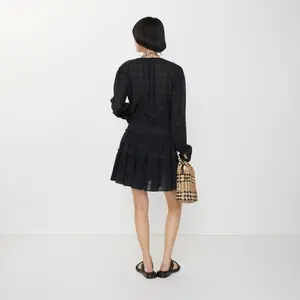 Burberry Check Cotton Voile Mini Dress - Black