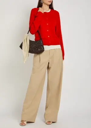 Vince Wool And Cashmere-blend Cardigan With Scalloped Trims