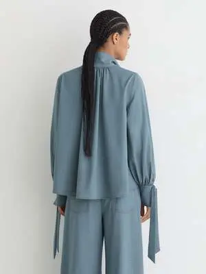 REISS Charlotte Tie-neck Blouse