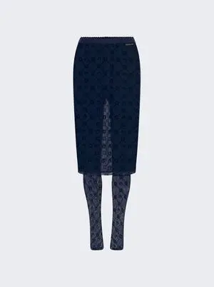 MARINE SERRE Moonogram Mesh Flock Pant-skirt - Navy