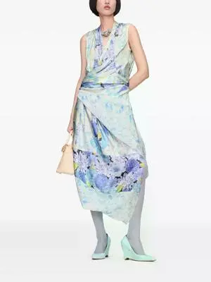 MAISON MARGIELA Floral Drape Wrap Dress - Blue