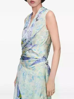 MAISON MARGIELA Floral Drape Wrap Dress - Blue