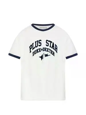 DUKE + DEXTER Logo-print Ringer T-shirt - White