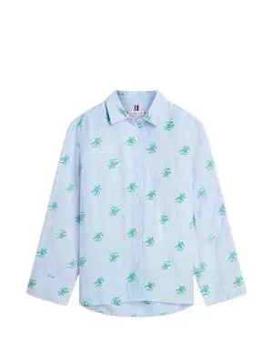 Tommy Hilfiger Stripe-pattern Logo Shirt - Blue
