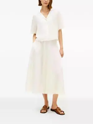 Tommy Hilfiger Frayed-edge Camp-collar Blouse - White