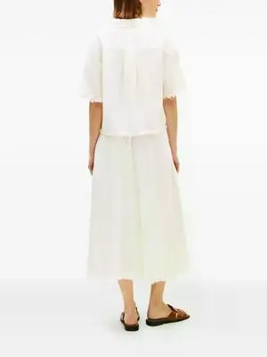 Tommy Hilfiger Frayed-edge Camp-collar Blouse - White