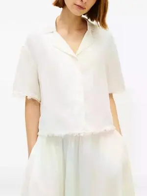 Tommy Hilfiger Frayed-edge Camp-collar Blouse - White