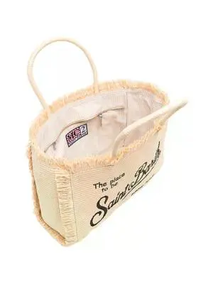 MC2 SAINT BARTH Vanity Fringed Beach Bag - Neutrals