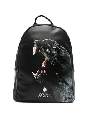 COUNTY OF MILAN Graphic-print Backpack - Black