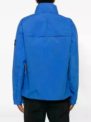 Stone Island Logo Patch Zip-up Jacket - Blue