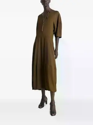 LEMAIRE Balloon Dress In Crêpe De Chine Viscose - Brown