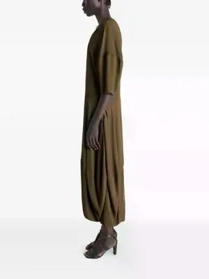 LEMAIRE Balloon Dress In Crêpe De Chine Viscose - Brown