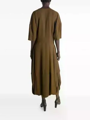 LEMAIRE Balloon Dress In Crêpe De Chine Viscose - Brown