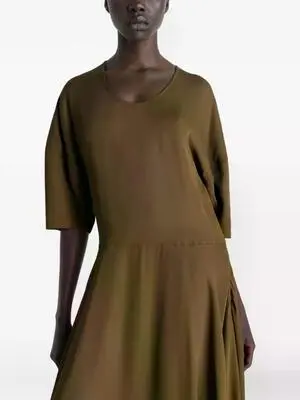 LEMAIRE Balloon Dress In Crêpe De Chine Viscose - Brown