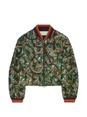 Dries Van Noten Embroidered Bomber Jacket - Green