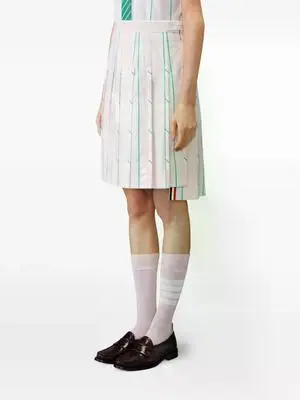 Thom Browne Madras Cotton Striped Pleated Skirt - Pink