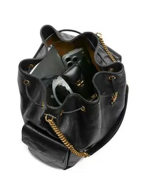 Tory Burch Large Charlie Quilted Drawstring Shoulder Bag - Black