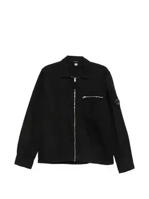 C.P. COMPANY Cotton/linen Lens Zip Overshirt - Black