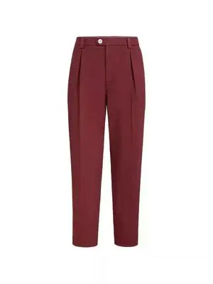 Brunello Cucinelli Garment-dyed Comfort Gabardine Trousers - Red