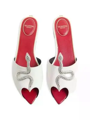 Valentino Garavani Coeur Vipère Slide Sandals - White