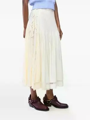 Rabanne Lace Side Bow Midi Skirt - Neutrals