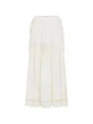 Rabanne Lace Side Bow Midi Skirt - Neutrals
