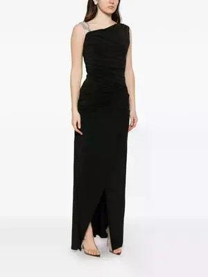 Amen Crystal-embellished Ruched Maxi Dress - Black