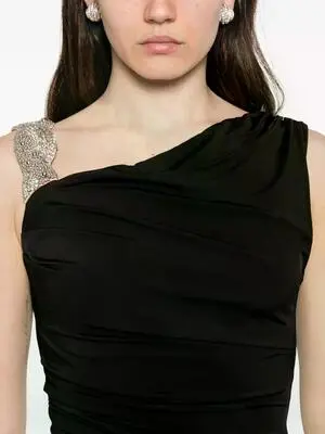 Amen Crystal-embellished Ruched Maxi Dress - Black