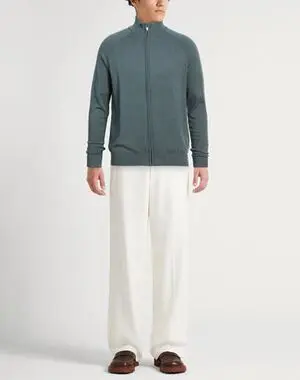 FERRE' Ferre Cotton Zipper Cardigan With Embroidered Logo - Blue