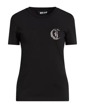 Just Cavalli T-shirt With Appliqués And Crystals - Black