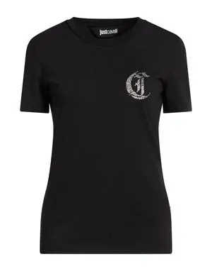 Just Cavalli T-shirt With Appliqués And Crystals - Black