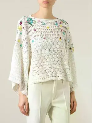 Emilio Pucci Embroidered Crochet Poncho