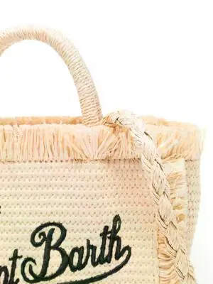 MC2 SAINT BARTH Frayed-detail Mini Bag - Neutrals