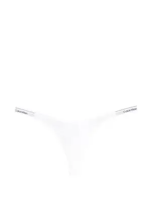 Calvin Klein Logo-waistband Thongs - Black