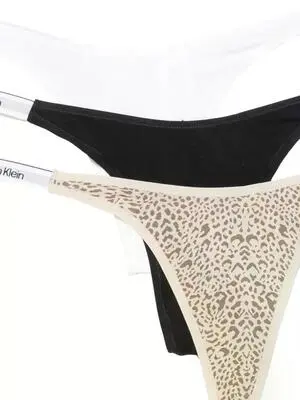 Calvin Klein Logo-waistband Thongs - Black