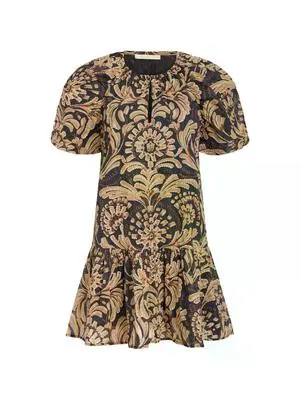 MARIE OLIVER Greta Baroque-print Dress - Black