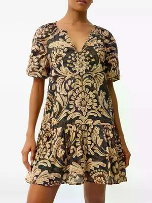 MARIE OLIVER Greta Baroque-print Dress - Black