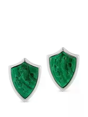 Mateo Malachite Shield Cufflinks - Silver