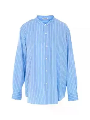Auralee Striped Band-collar Shirt