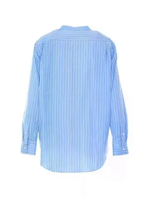 Auralee Striped Band-collar Shirt