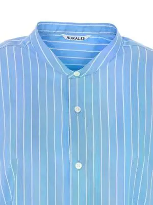 Auralee Striped Band-collar Shirt