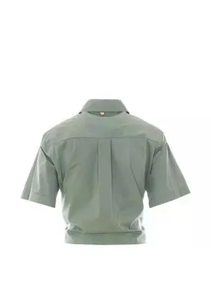 Liu Jo Front-tie Short-sleeve Cotton Shirt - Green