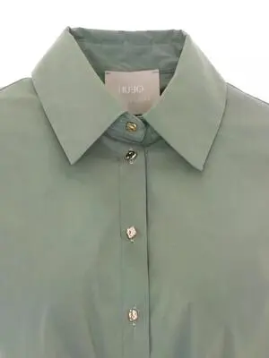 Liu Jo Front-tie Short-sleeve Cotton Shirt - Green