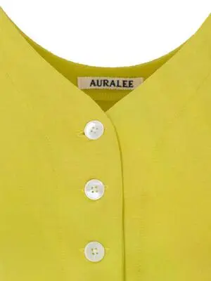 Auralee Button-up V-neck Top - Yellow