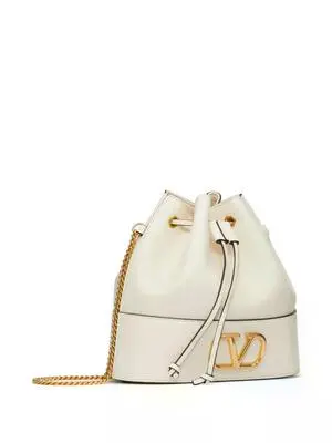 Valentino Garavani Mini Vlogo Signature Bucket Bag In Nappa Leather - Neutrals