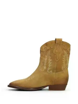 GISEL MOIRE Malawi Embroidered Suede Boots