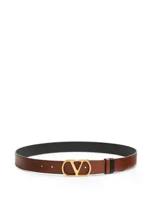 Valentino Garavani Vlogo Signature Reversible Shiny Calfskin Belt 30mm / 1.2 - Brown