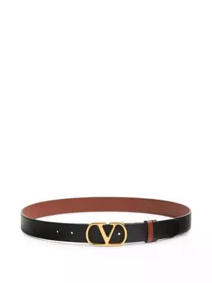 Valentino Garavani Vlogo Signature Reversible Shiny Calfskin Belt 30 Mm - Brown