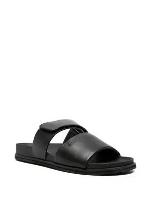 BOSS Leather Slides With Riptape Strap