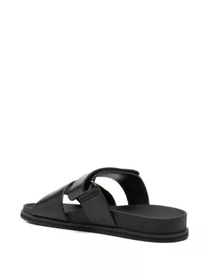 BOSS Leather Slides With Riptape Strap